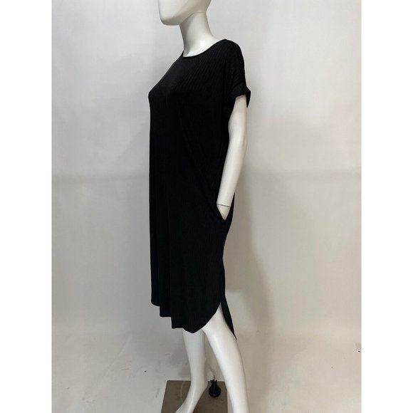 entro | Dresses | Entro Black Short Sleeve Pocket Ribbed Midi Dress ...
